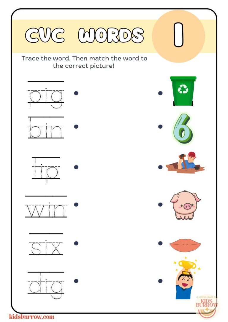 CVC Worksheets – kidsburrow.com